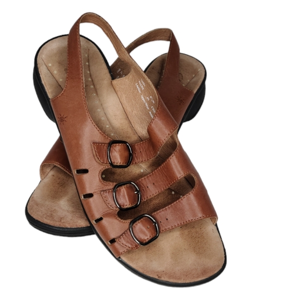 Clarks | Shoes | Clarks Sz 85 Wide Springers Brown Slingback Sandals ...